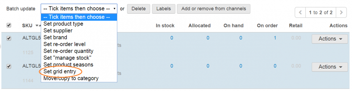 Variants: Grid display mode